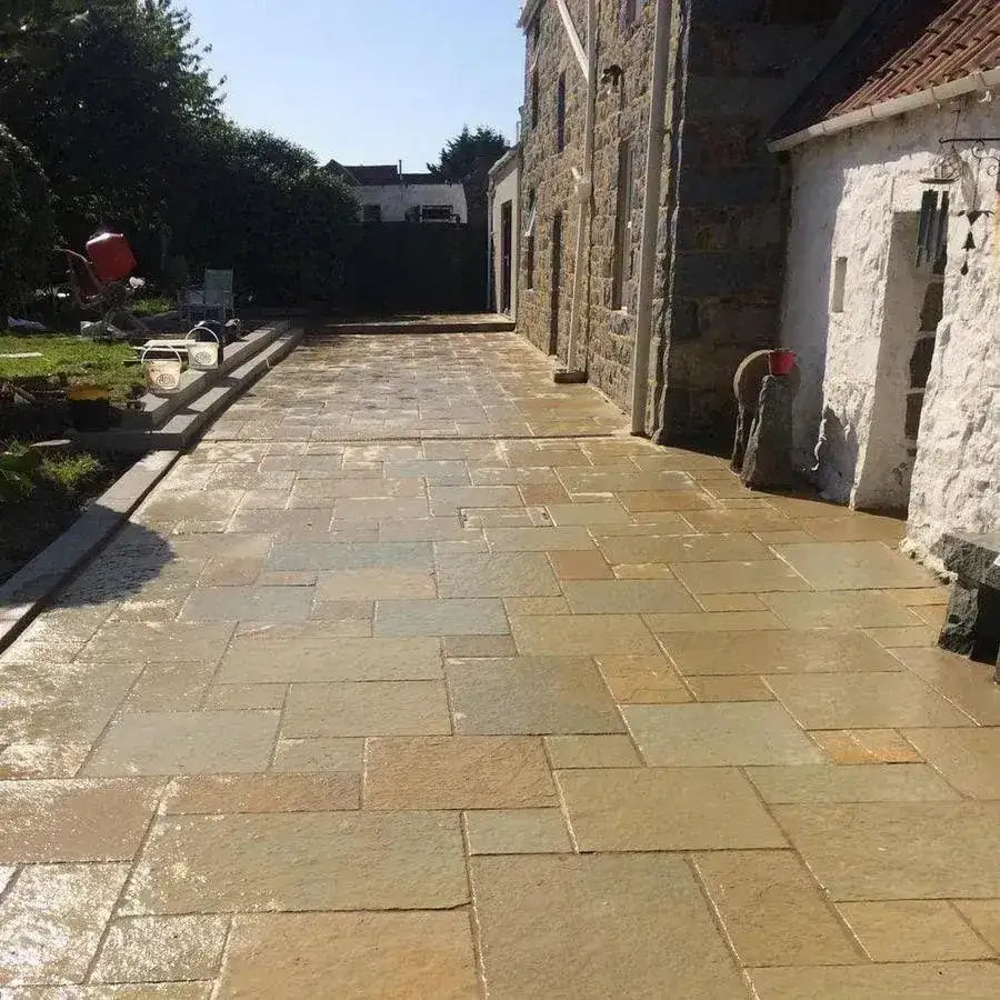 Tandur Yellow Limestone Paving Tumbled Antique 900 x 600